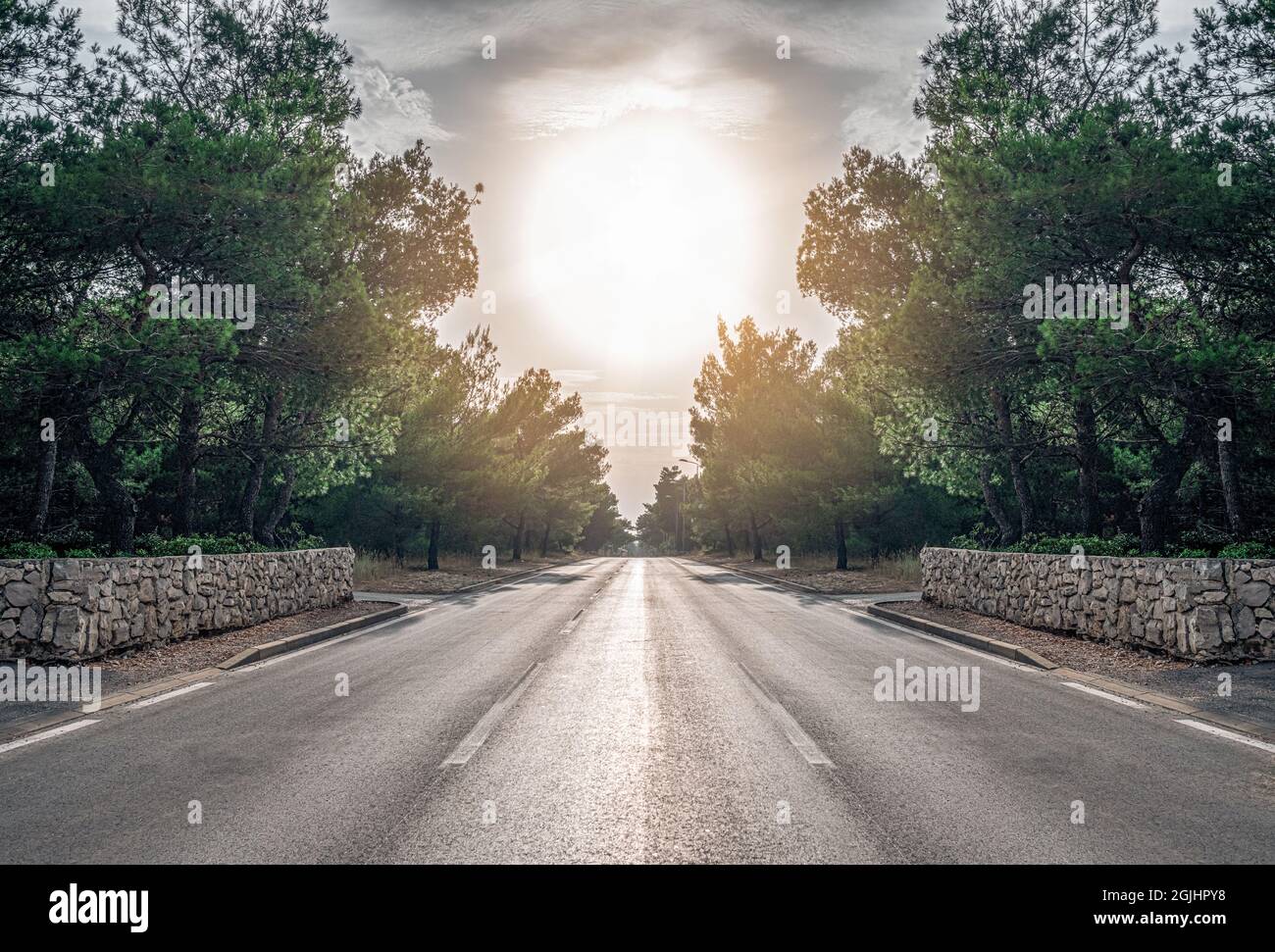 Scenic road. Road is surrounded by a magnificent natural landscape ...
