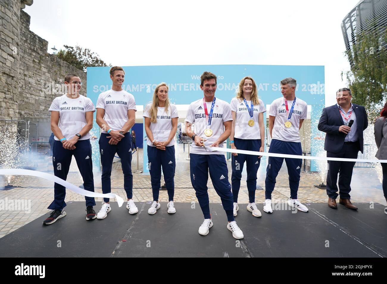 British Olympic Sailing Team Athletes to (left to right) Alison Young ...