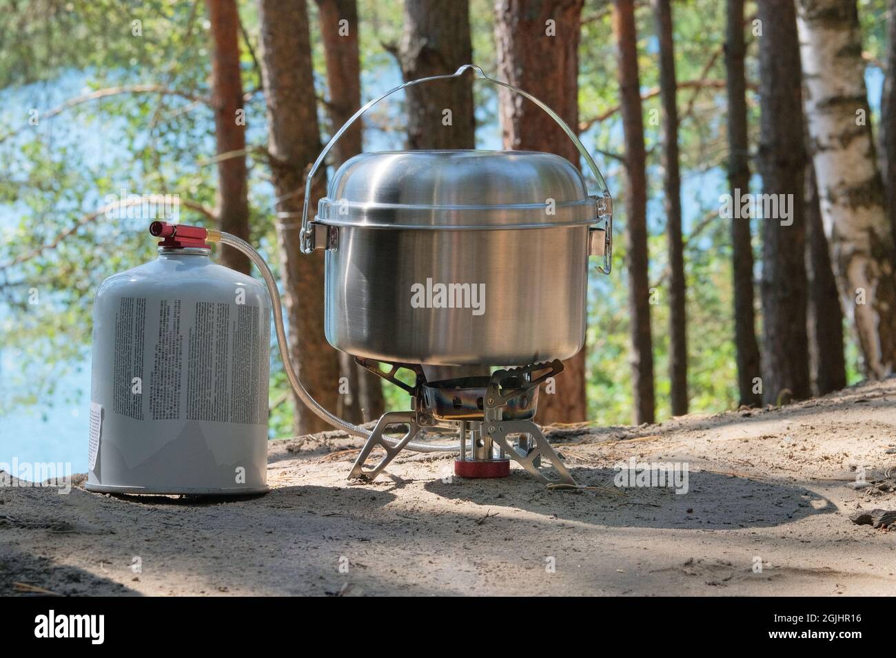 Camping food making. Tourist foods in outdoor activities. Food in ...