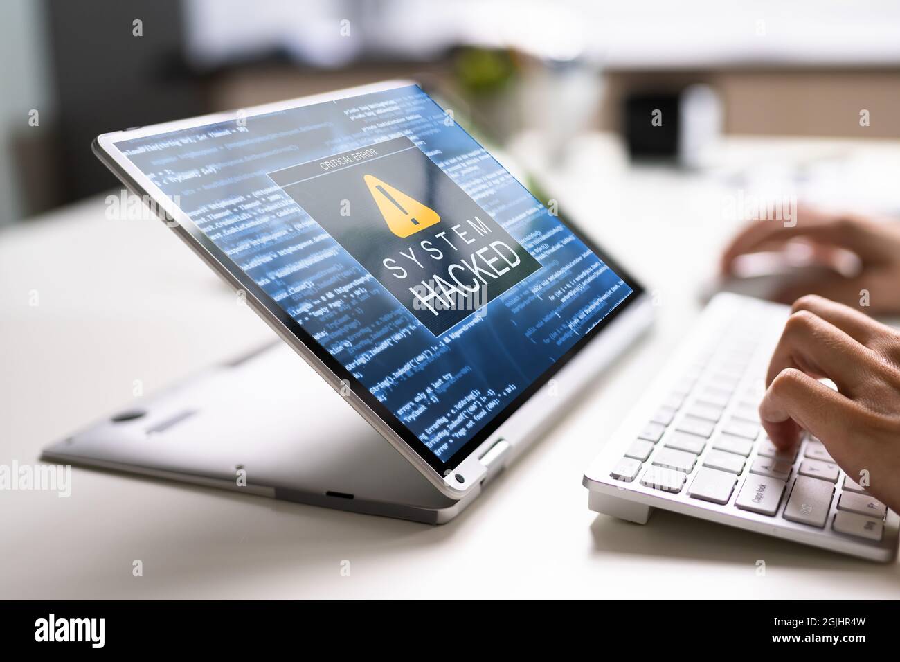 Hacked Laptop. Cyber Security Virus Attack And Breach Stock Photo - Alamy