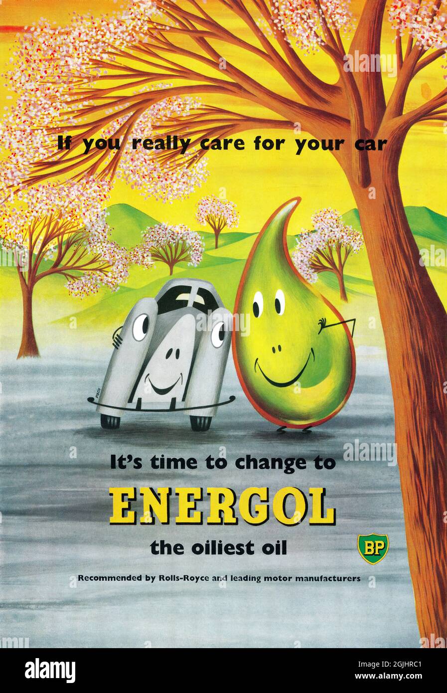 1953 British advertisement for Energol oil by BP Stock Photo - Alamy