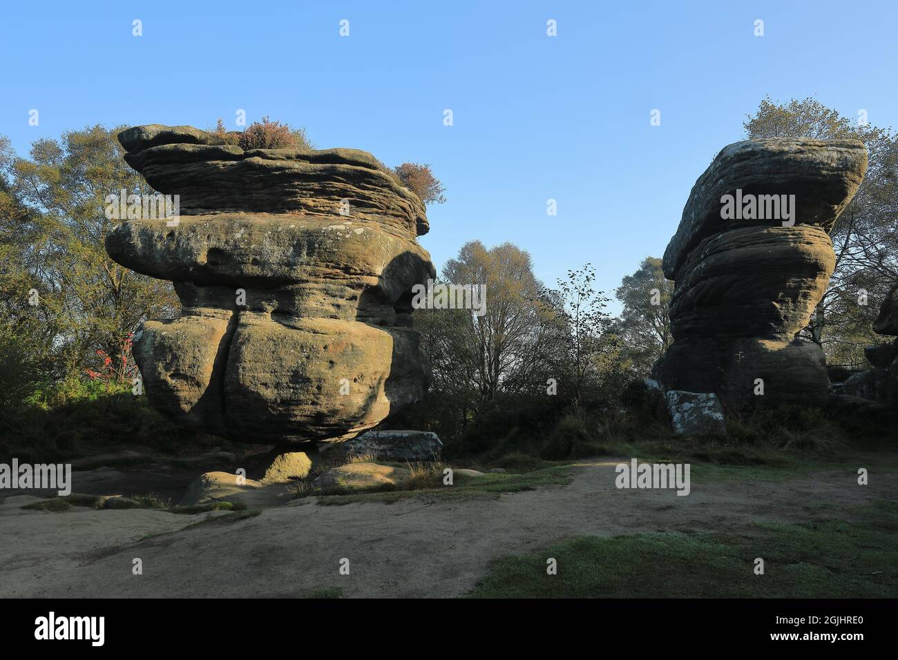 Rock formation known as The Idol Stone at Brimham Rocks in Nidderdale ...