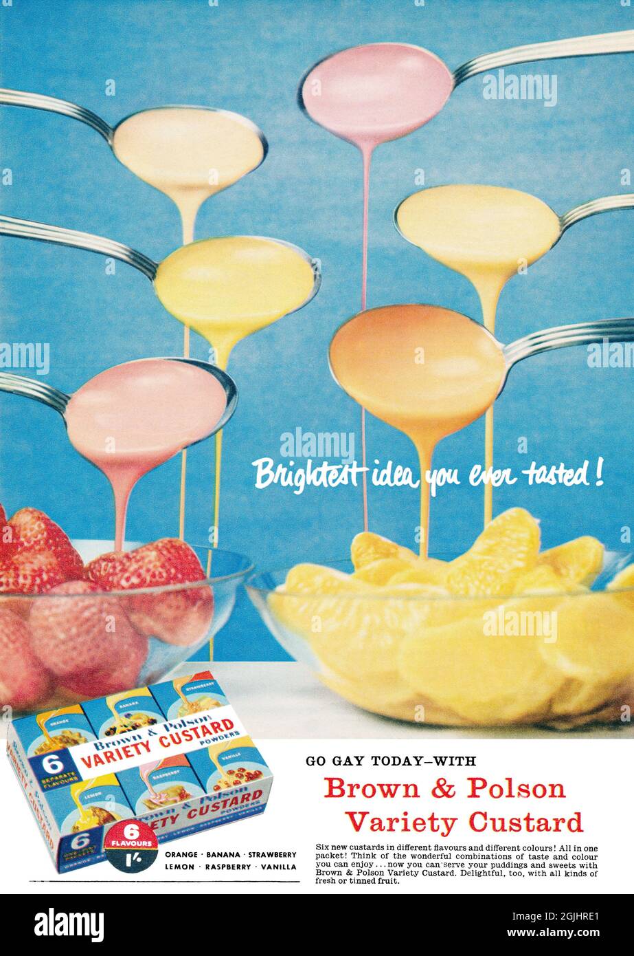 1953 British advertisement for Brown & Polson flavoured custard powder ...
