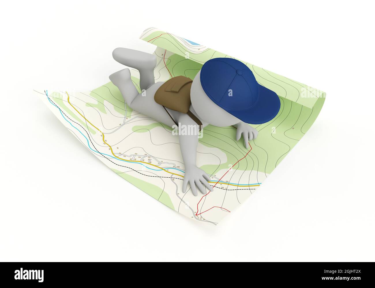 3D tourist reading a map - isolated over a white background Stock Photo ...