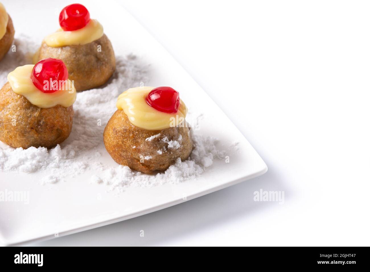 Traditional Italian Zeppole pastry isolated on white background Stock ...