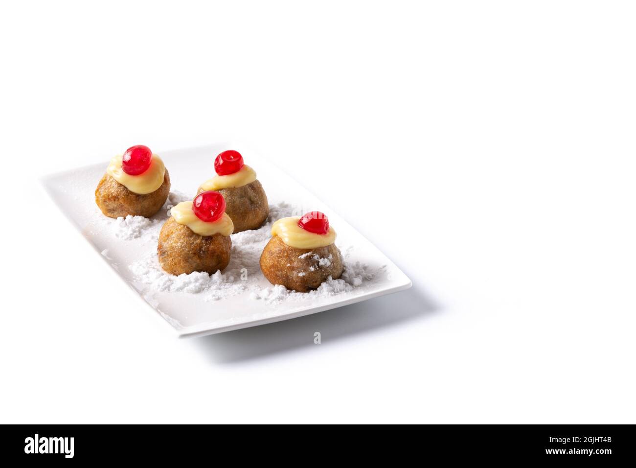Traditional Italian Zeppole pastry isolated on white background Stock ...