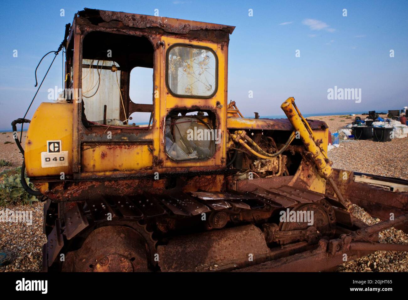Rusty Bulldozer on Beach Stock Photo - Alamy