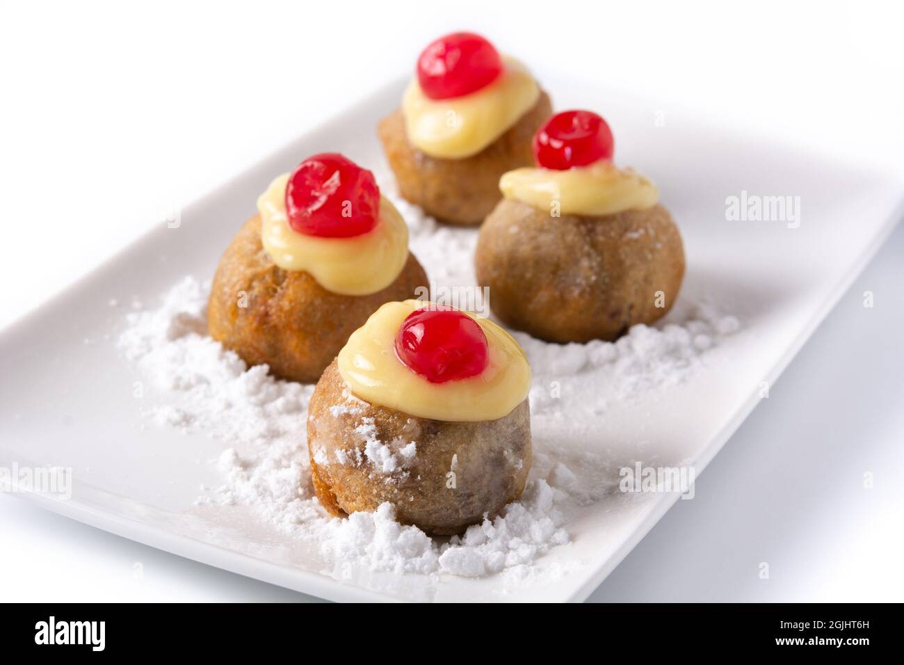Traditional Italian Zeppole pastry isolated on white background Stock ...