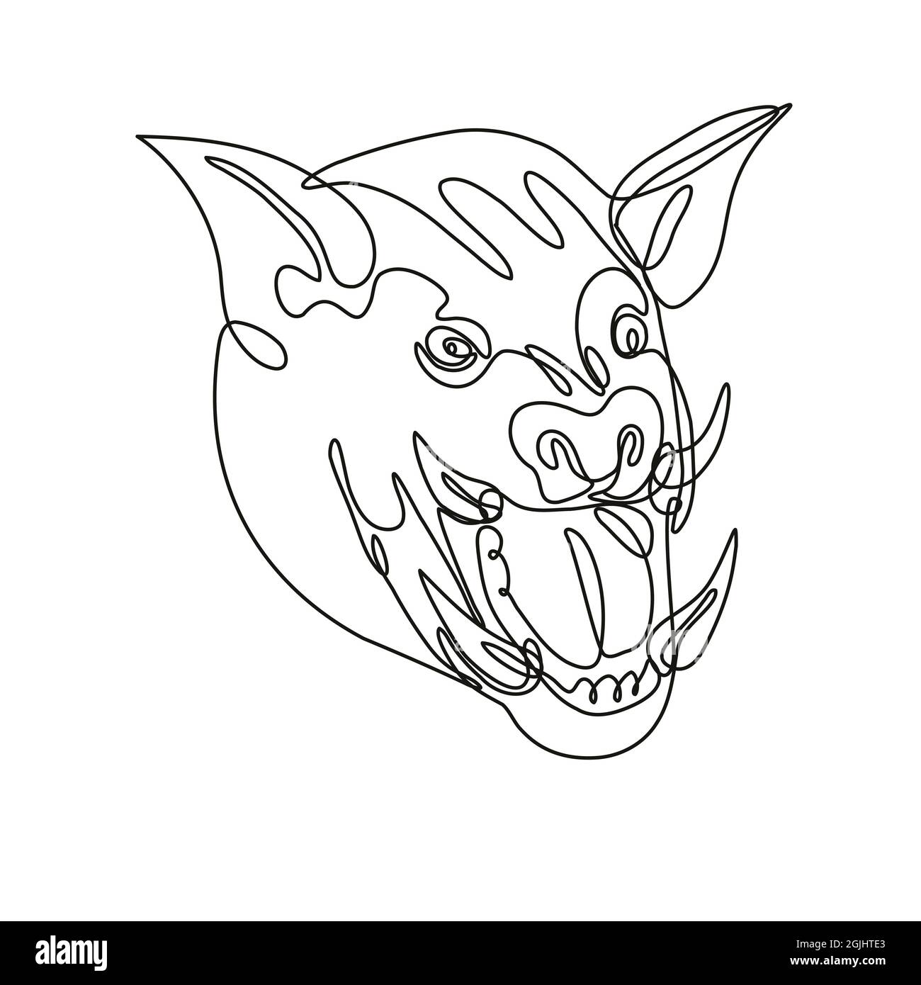 Angry Wild Boar Head Front View Continuous Line Drawing Stock Photo - Alamy