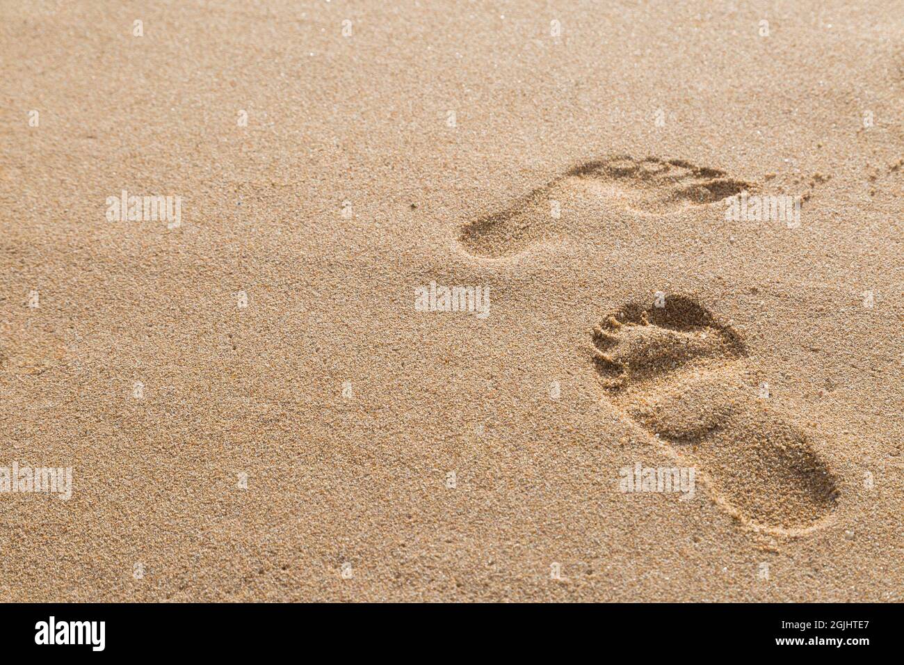 footprints in the sand on the beach background Stock Photo - Alamy