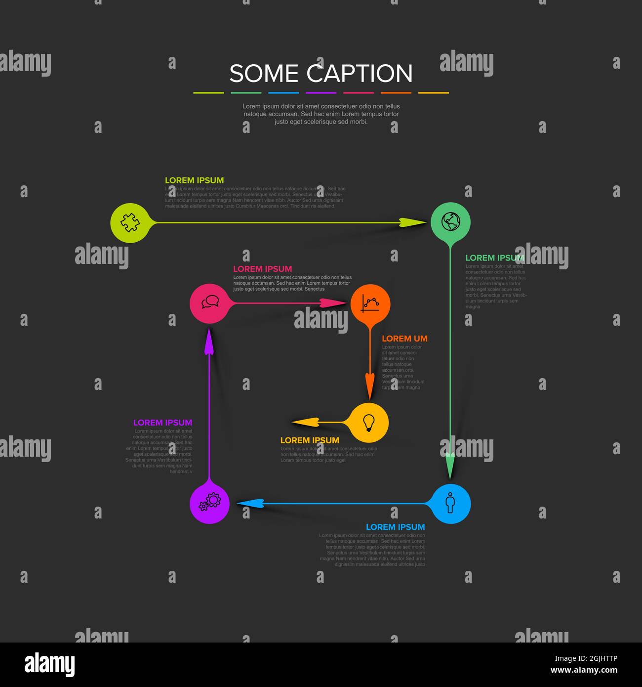 Vector dark helix spiral cycle infographic schema diagram template made ...