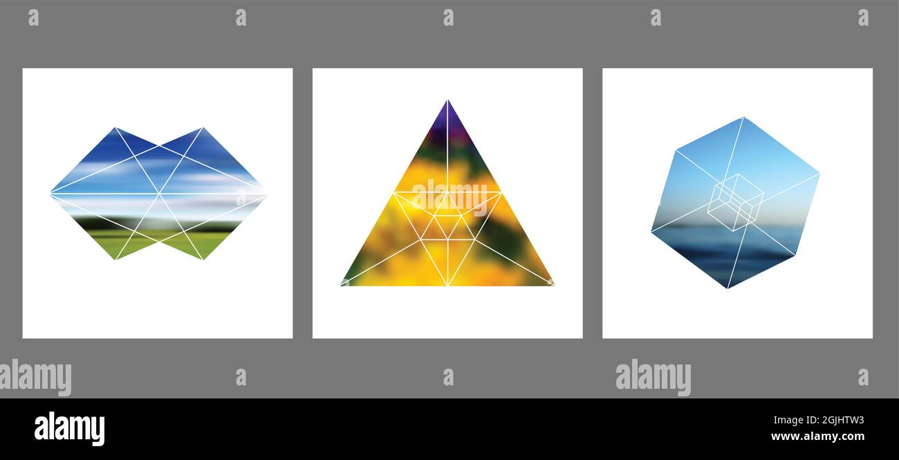 Collection of three creative geometric mask effects for social media ...