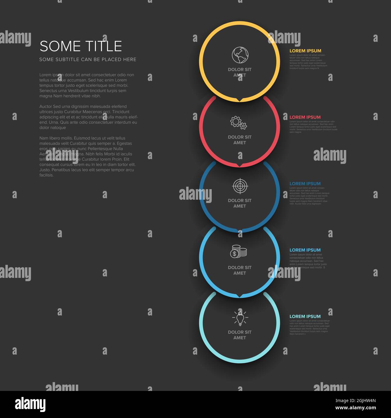 Vector vertical dark process progress template diagram schema with five ... Vector vertical dark process progress template diagram schema with five ...