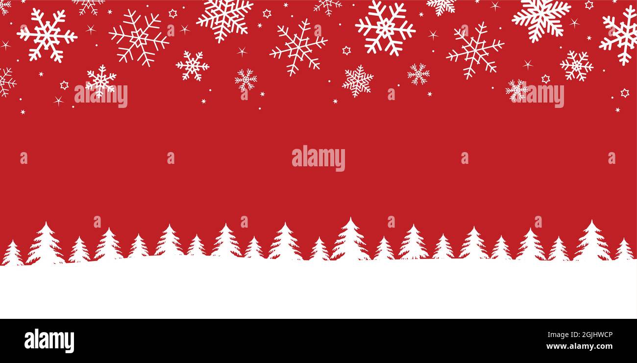 red winter background with fir border and snow Stock Vector Image & Art ...
