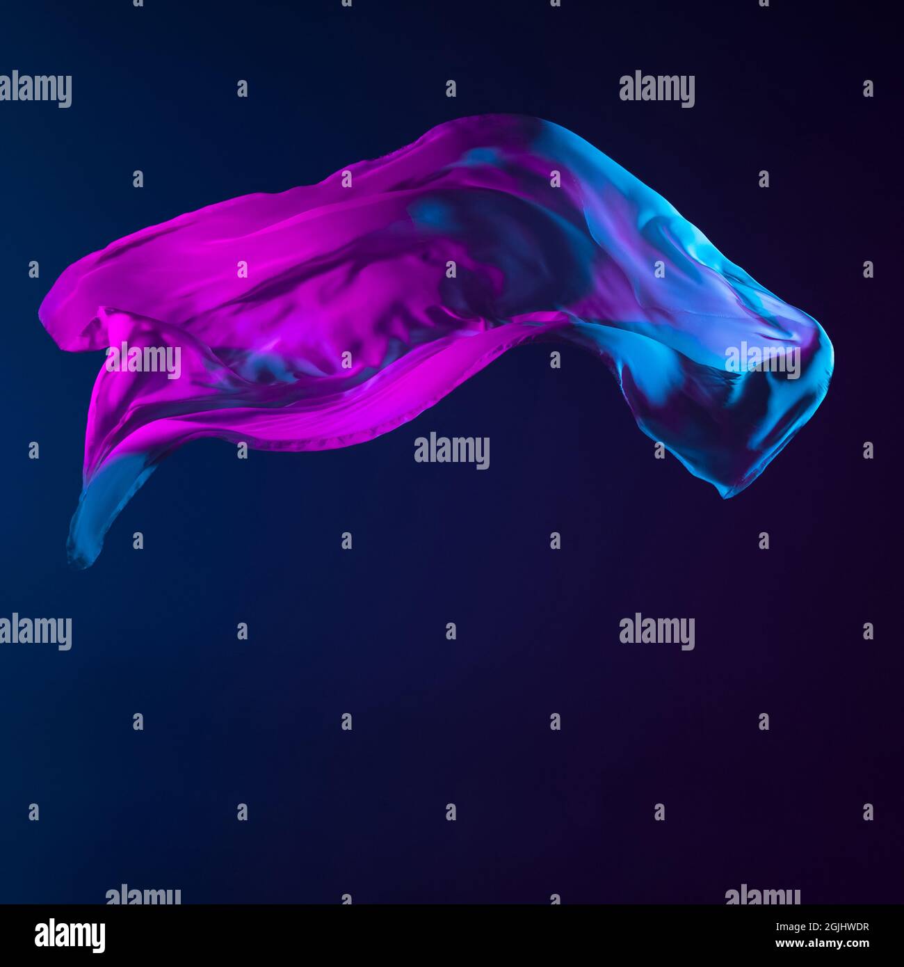 Smooth elegant transparent gradient blue piece of fabric isolated on ...