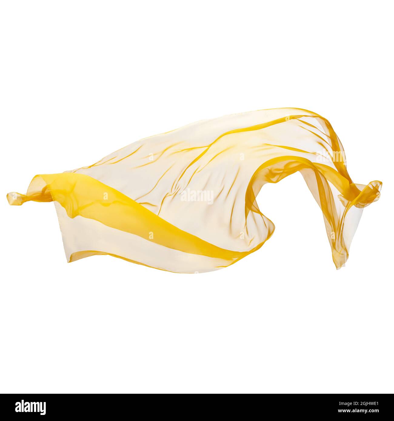 Smooth elegant transparent yellow flying piece of fabric isolated on ...