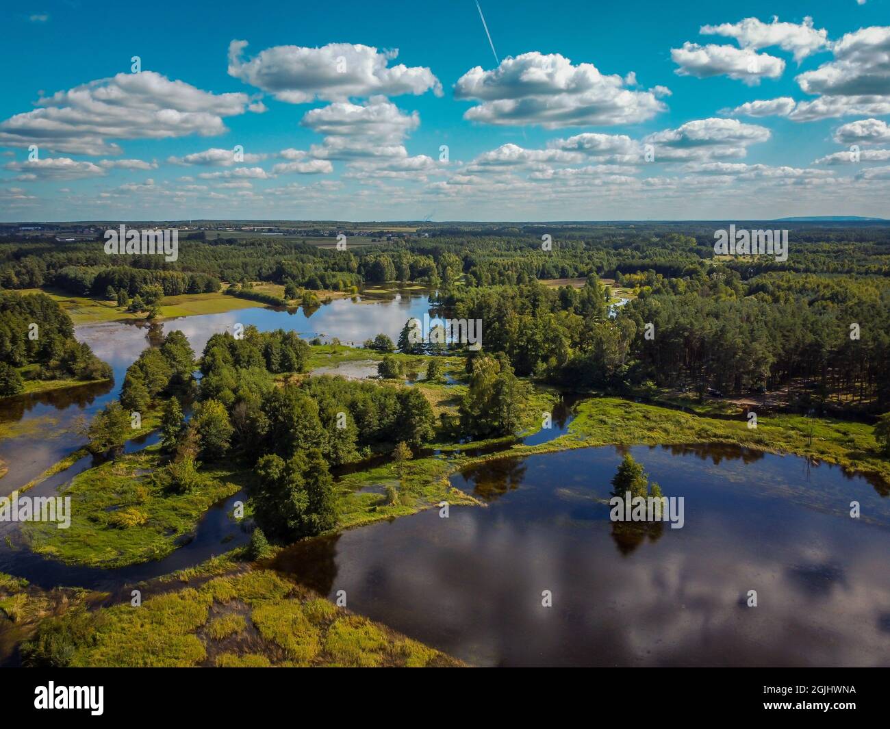 Summer day on the river, bird's eye view Stock Photo - Alamy