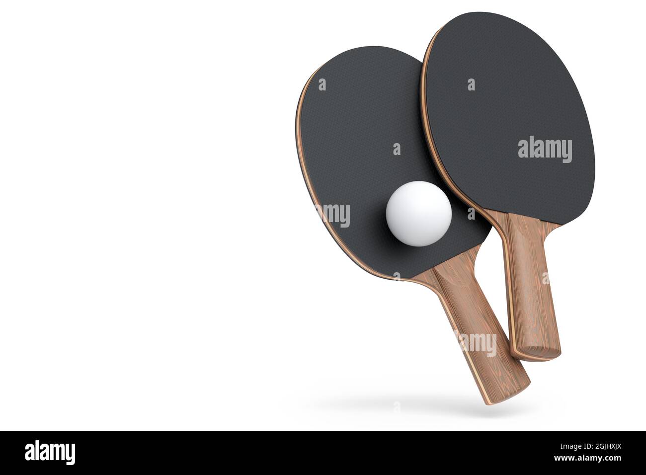 Pair of ping pong rackets for table tennis with ball isolated on white ...