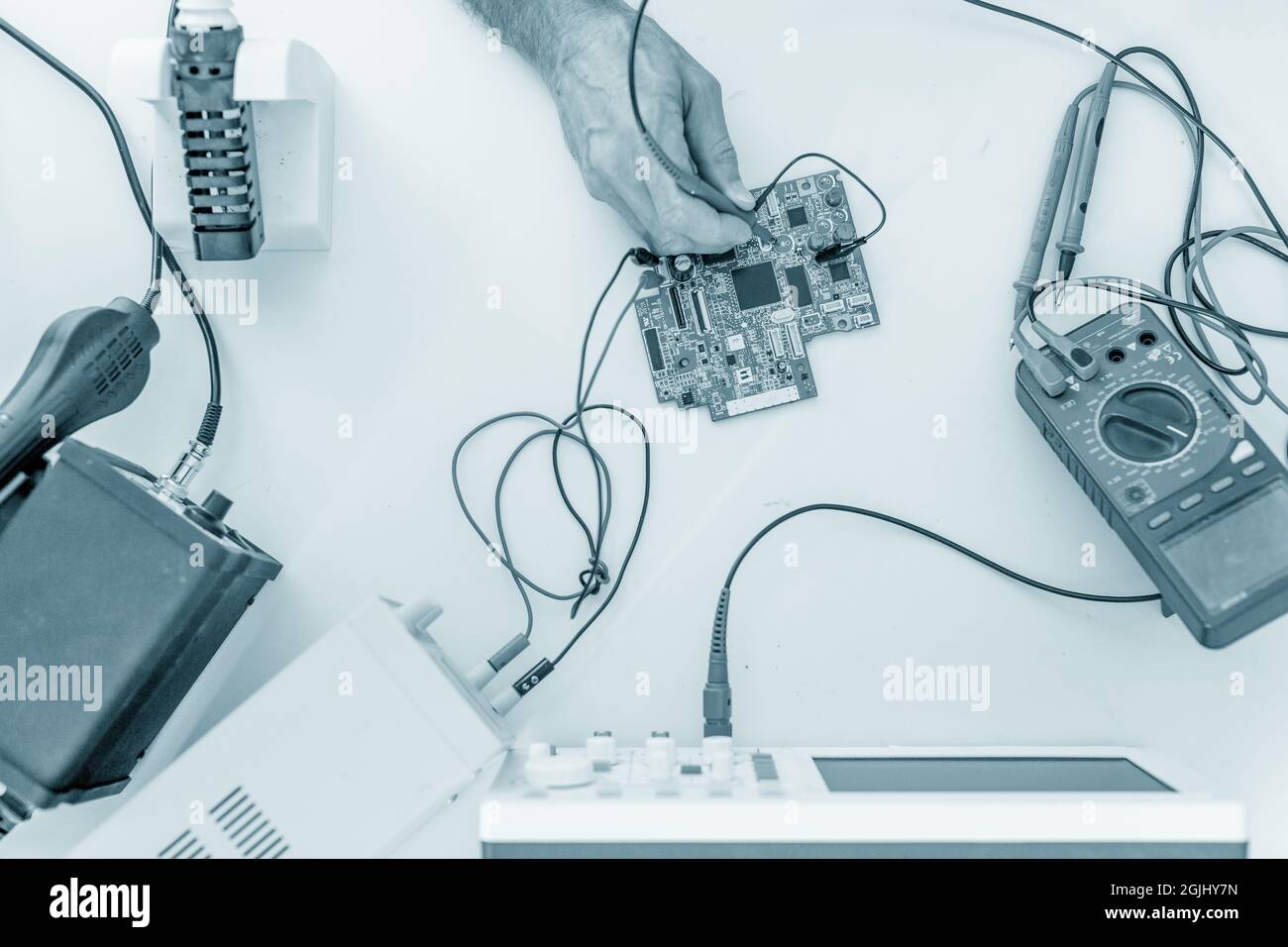 Semiconductor electronics laboratory with measuring instruments Stock ...