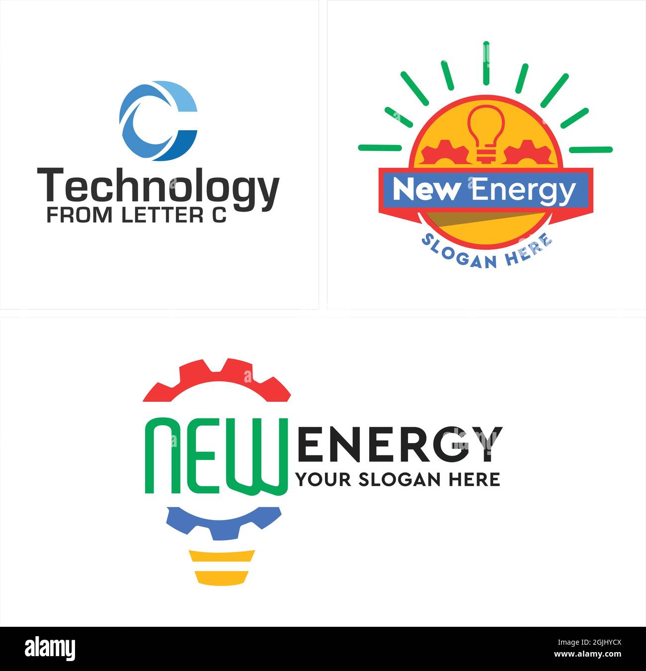 Modern technology lamp gear energy industrial logo design Stock Vector ...