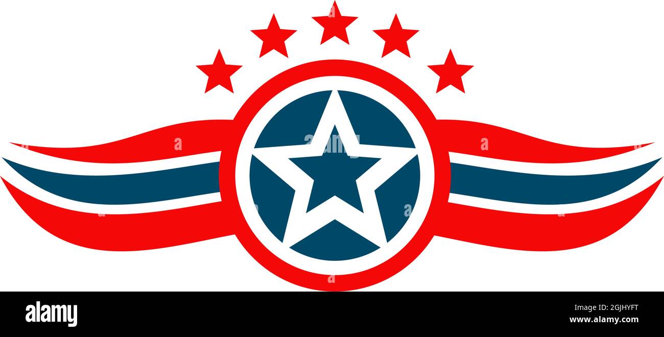 American flag and emblem logo design vector illustration template Stock ...