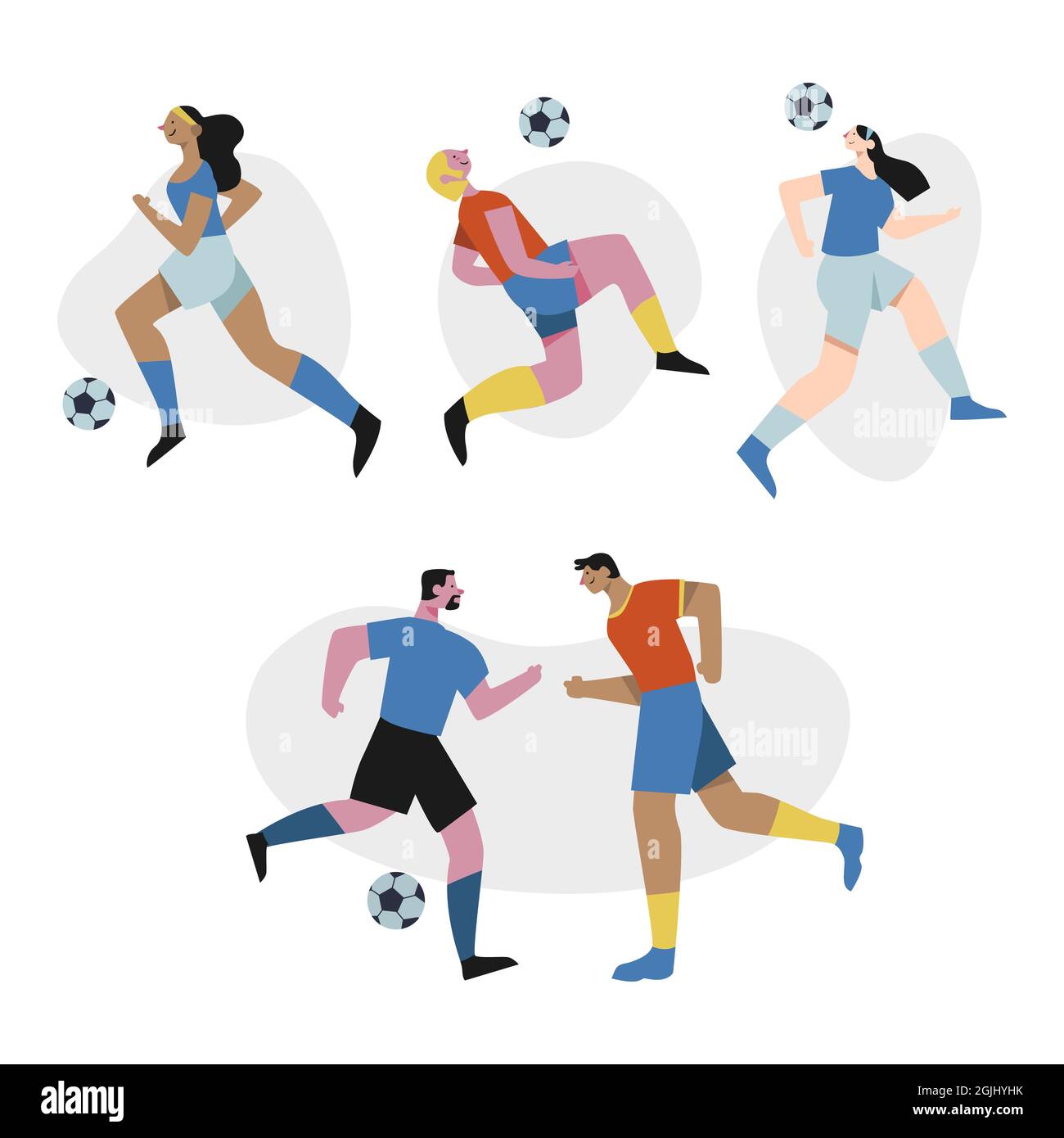 Flat training football players pack Vector illustration Stock Vector ...