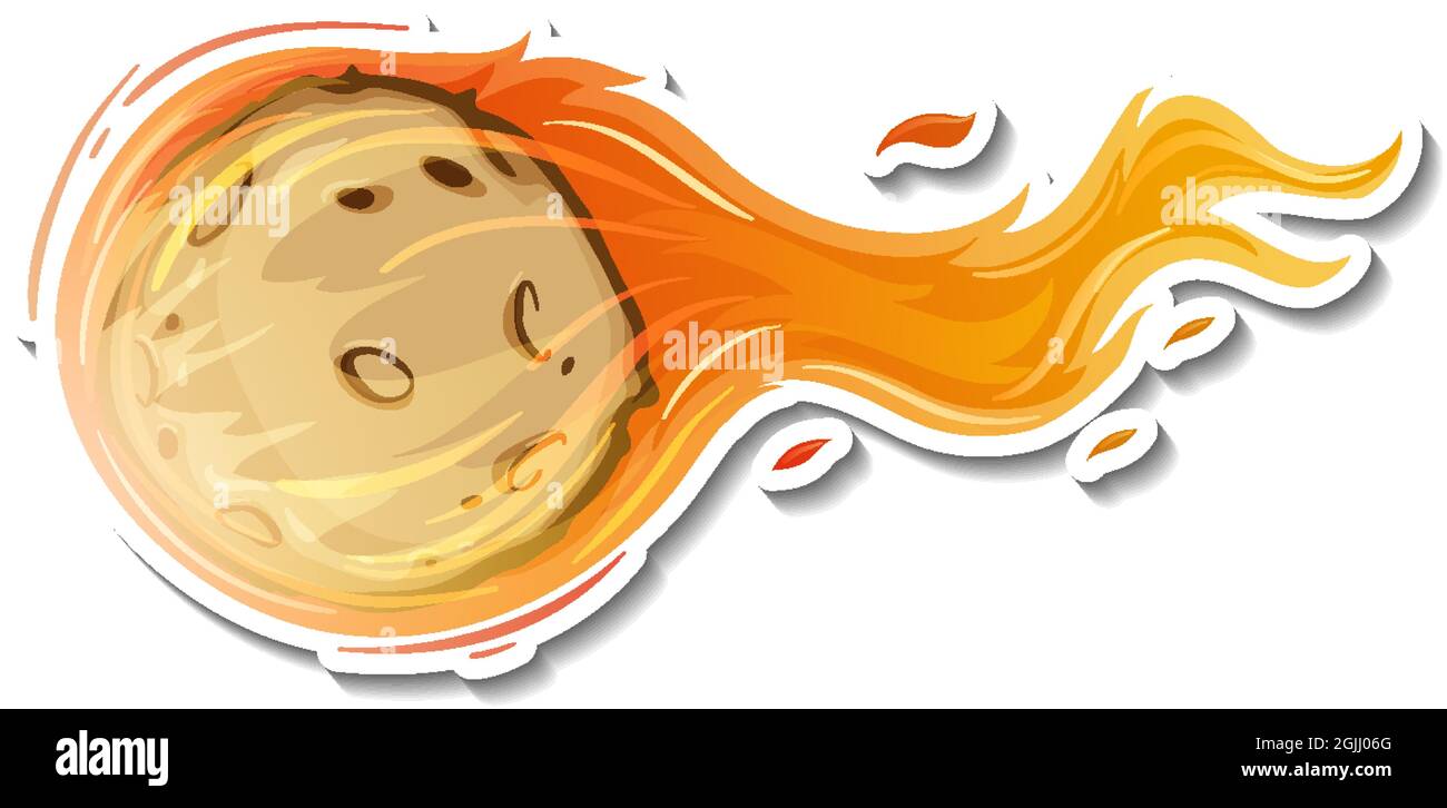 Sticker template with meteorite flame isolated illustration Stock ...