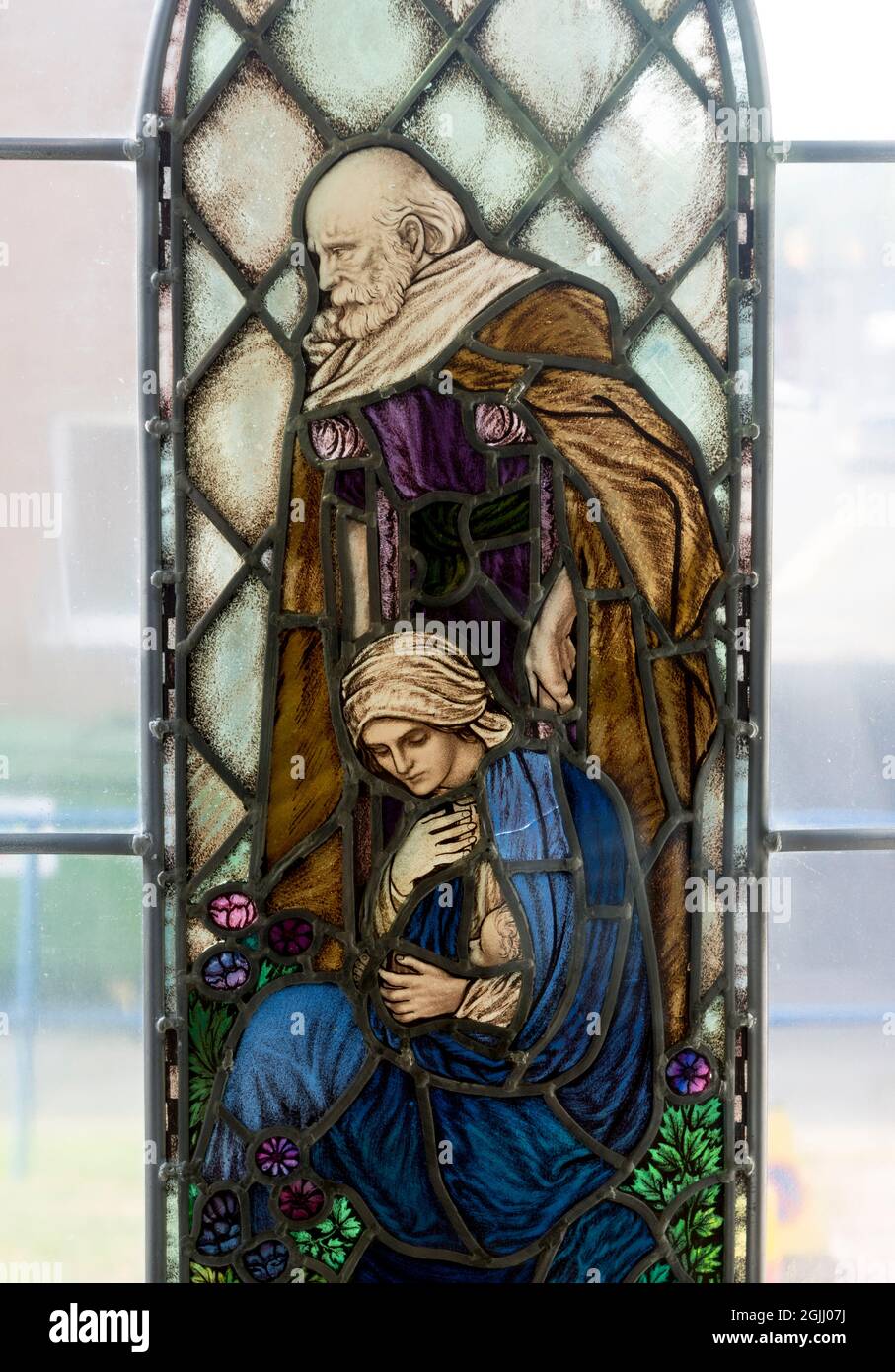 Stained glass panel of Boaz and Ruth, Holy Trinity Church, Hinckley ...