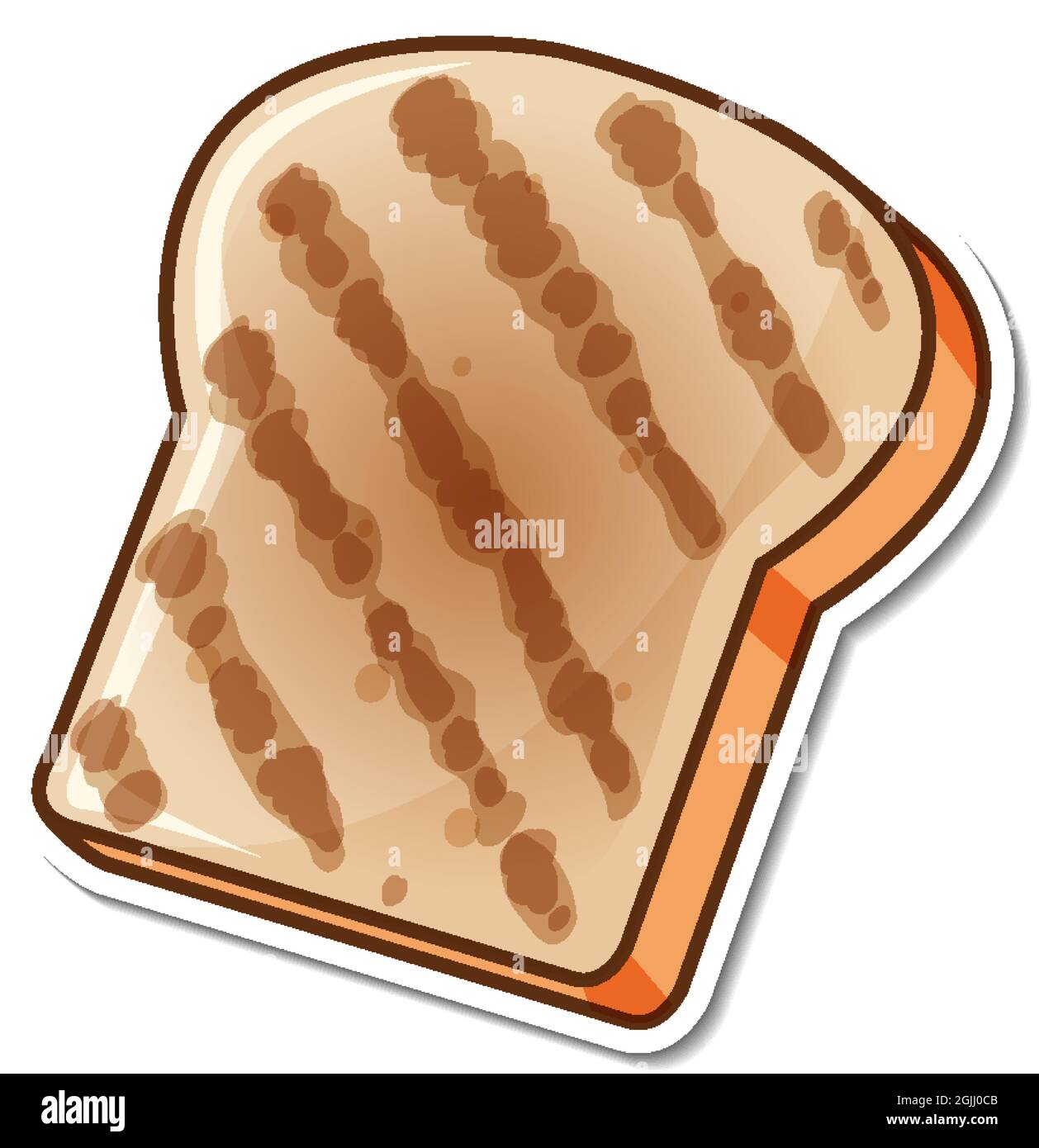 Toasted bread slice cartoon sticker illustration Stock Vector Image & Art - Alamy