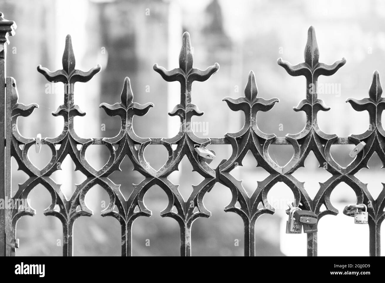 View of the Prague castle through a metal fence Stock Photo - Alamy