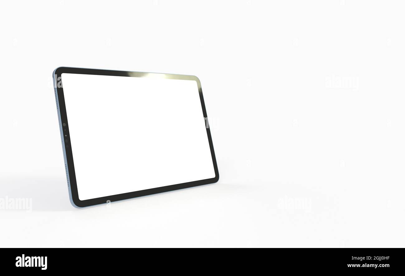 3D rendering of a tablet with copy space isolated on white background ...