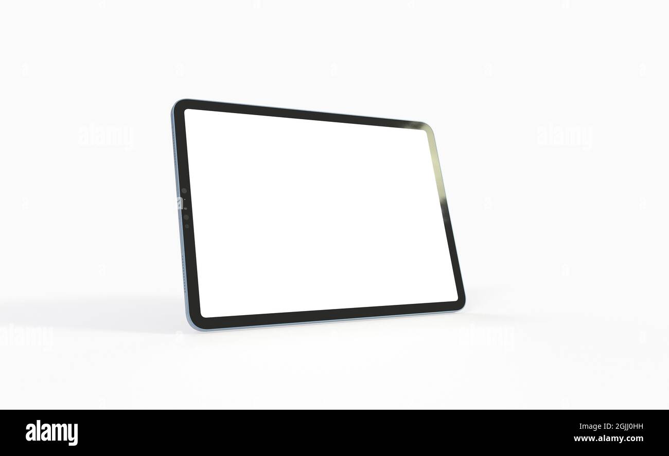 3D rendering of a tablet with copy space isolated on white background ...