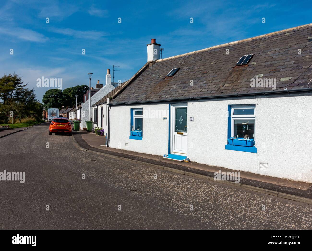 The coastal village of Auchmithie, near the town of Arbroath, Angus ...