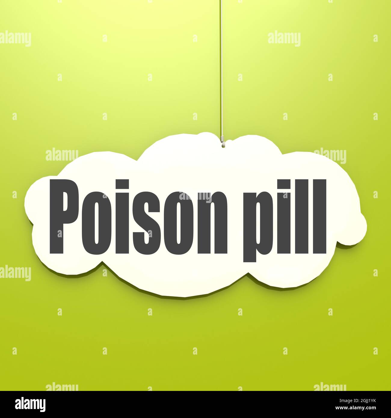 Poison pill word on white cloud with green background, 3D rendering ...