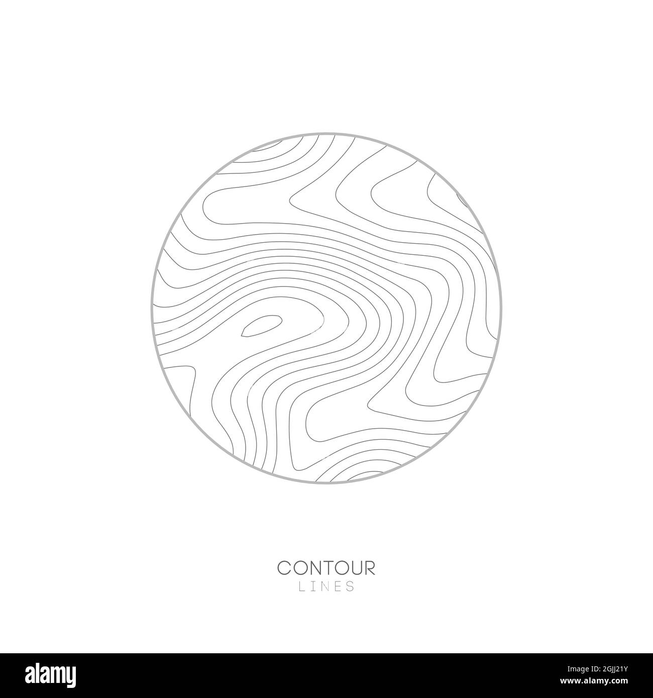 White Topographic map circle logo concept.Topo map elevation lines ...