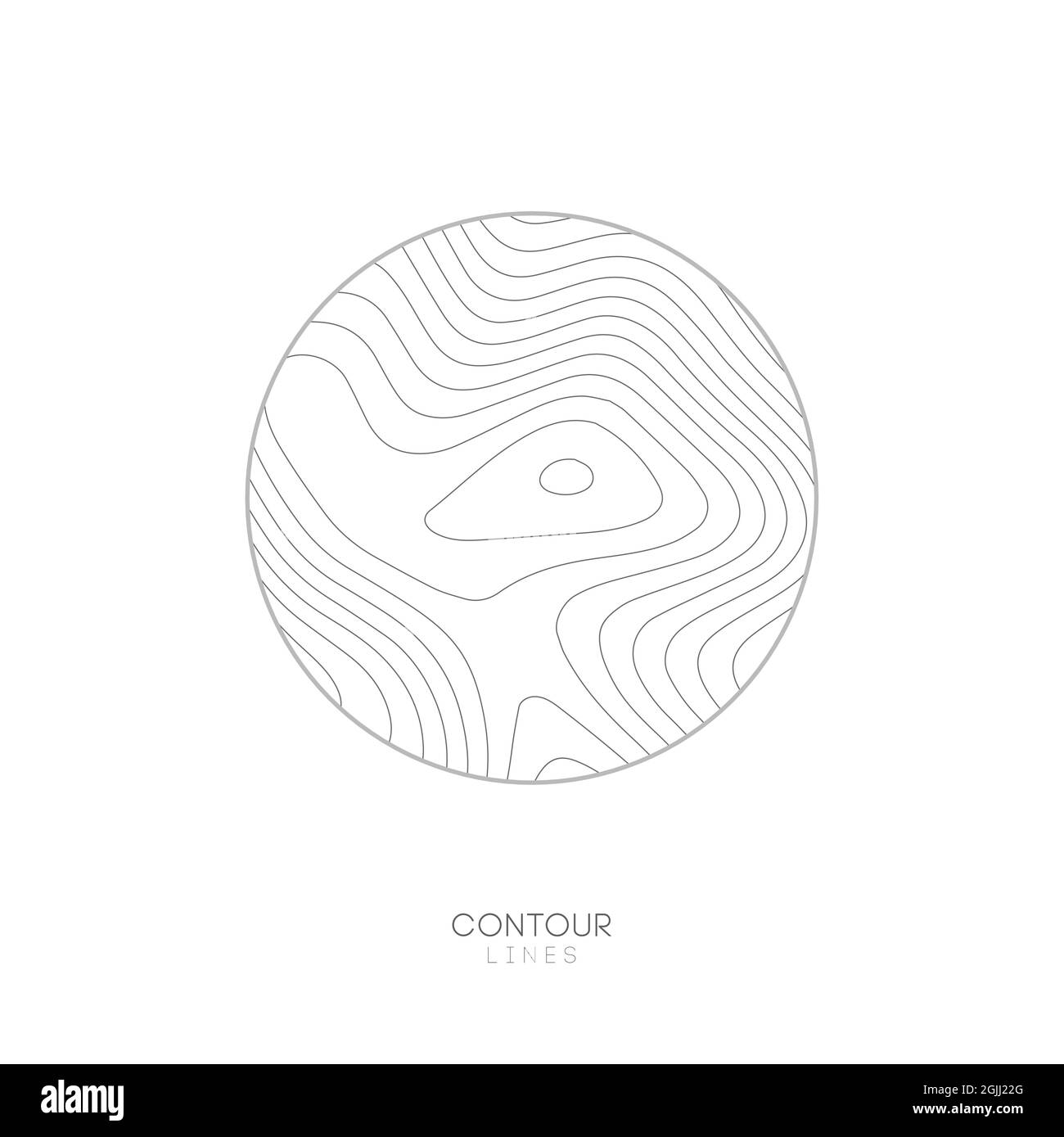 White Topographic map circle logo concept.Topo map elevation lines ...