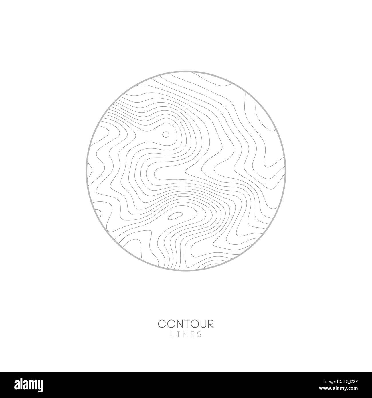 White Topographic map circle logo concept.Topo map elevation lines ...