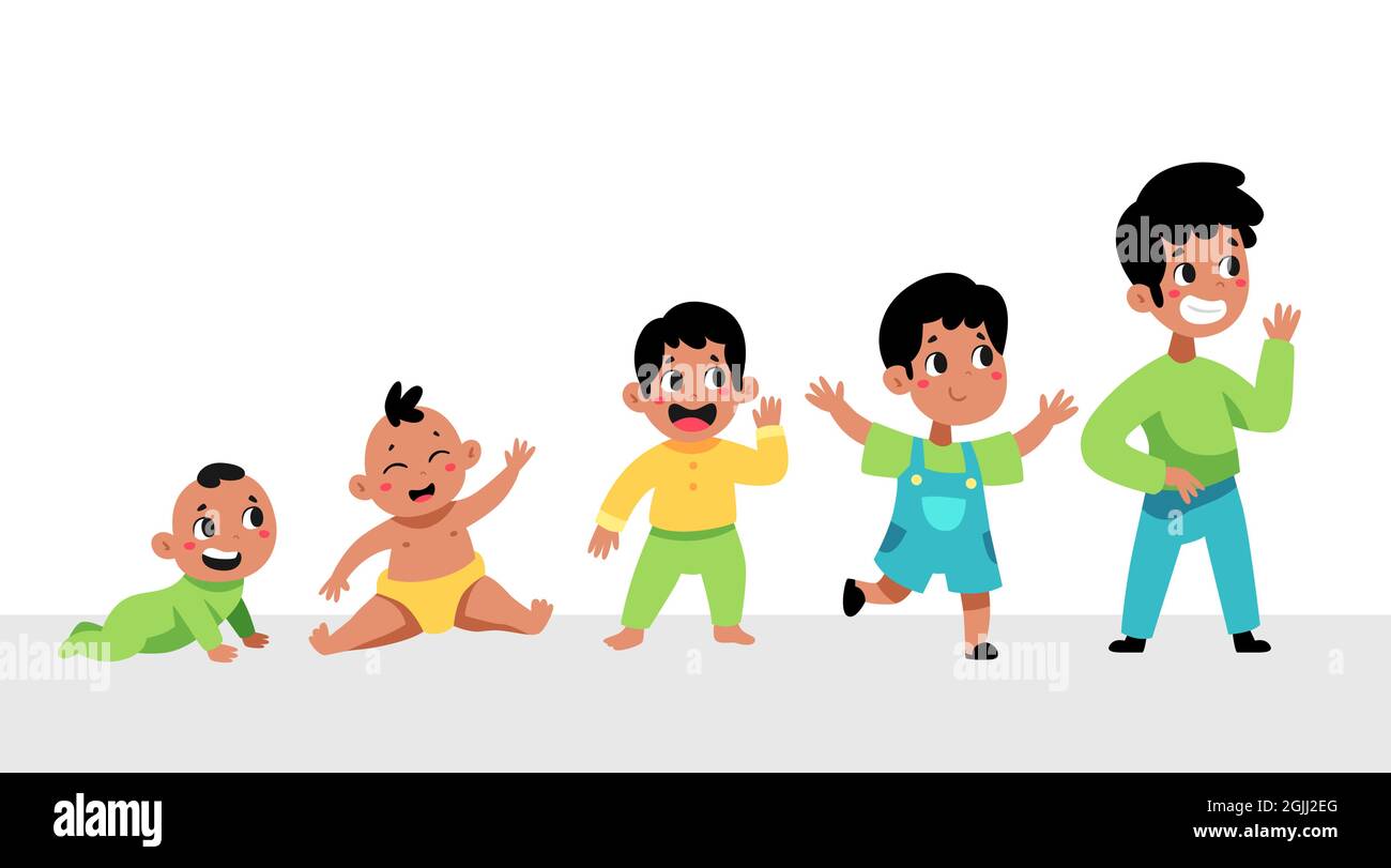 Hand drawn stages of a baby boy illustration Vector illustration Stock ...