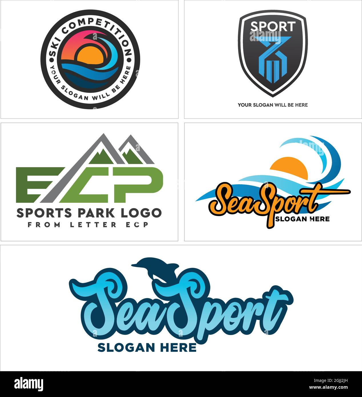 Sport ski sea mountain adventure logo design Stock Vector Image & Art ...