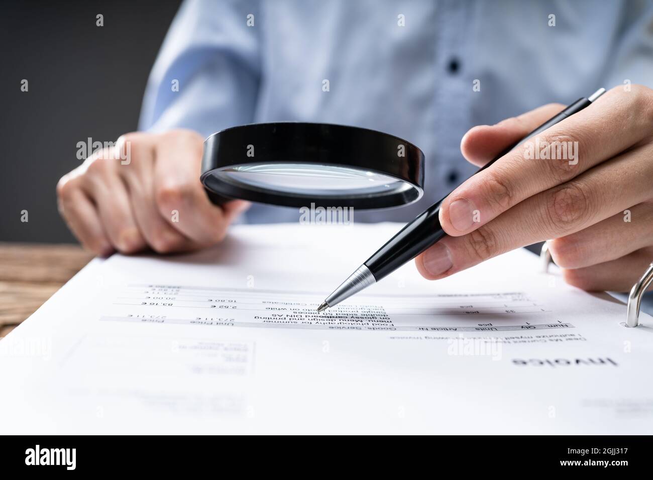 Fraud Investigation Tax Auditor Inspecting Business Invoice Stock Photo ...