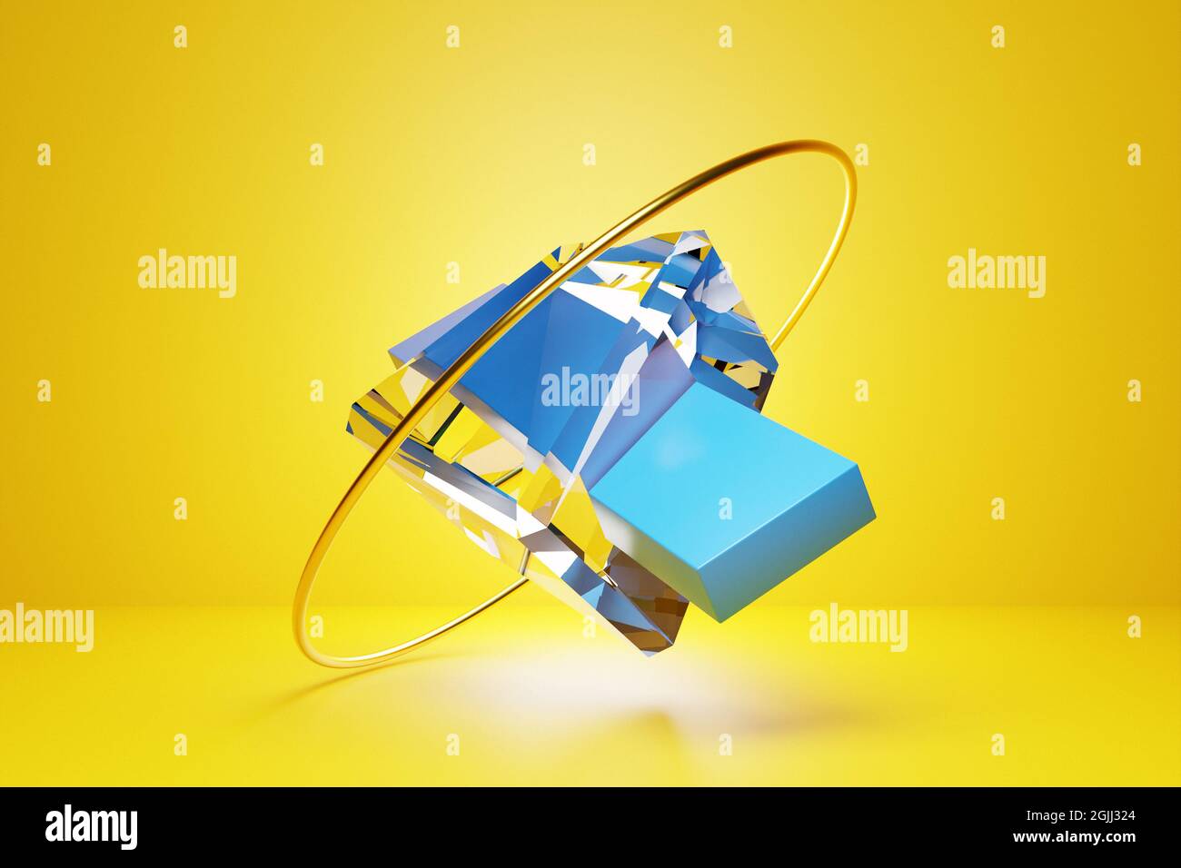 3d illustration classic still life with blue geometric shapes ...