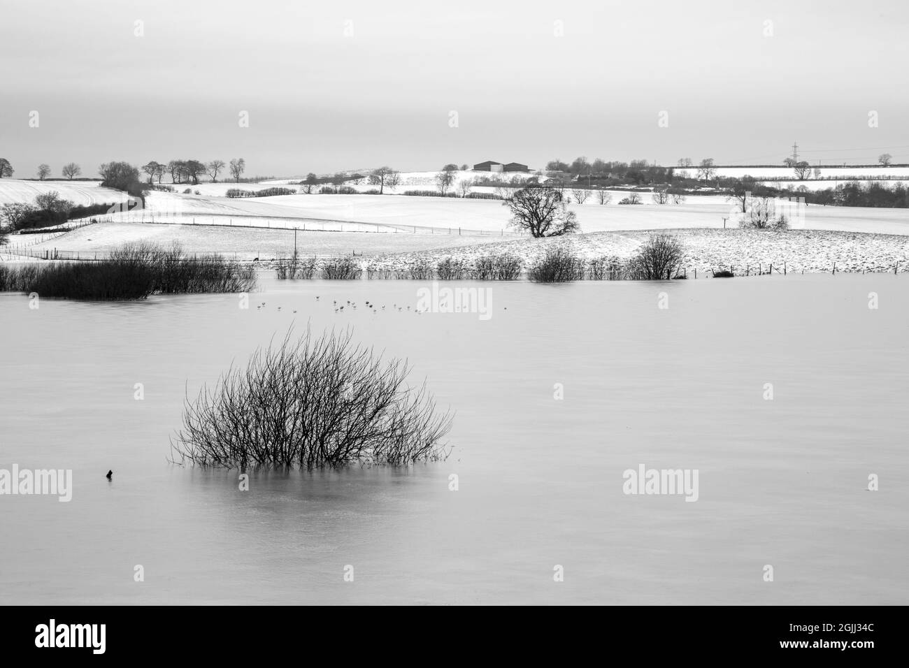 Durham, UK, 14th February 2021.Thawing of snow and ice causes major ...