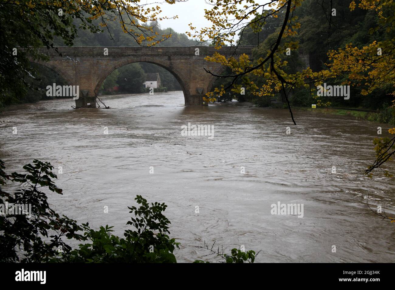 Durham, UK, September, 2012. The River Wear burst it's banks causing ...