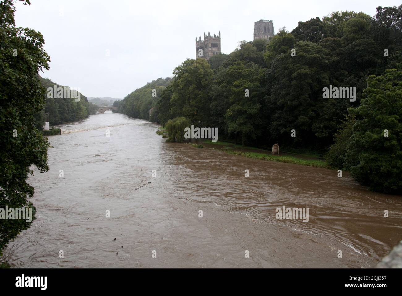 Durham, UK, September, 2012. The River Wear burst it's banks causing ...