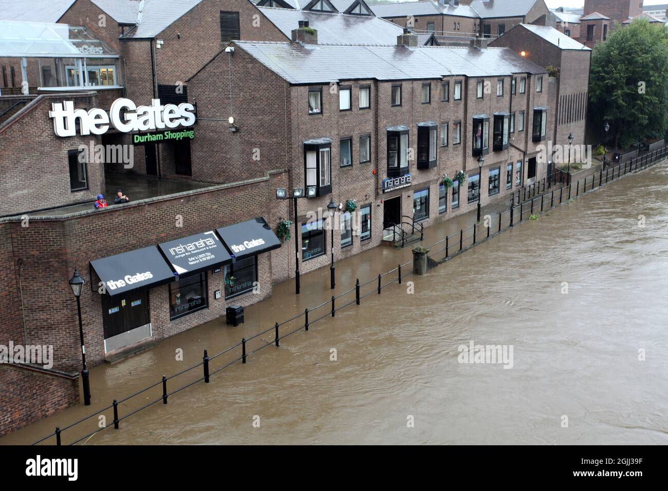 Durham, UK, September, 2012. The River Wear burst it's banks causing ...