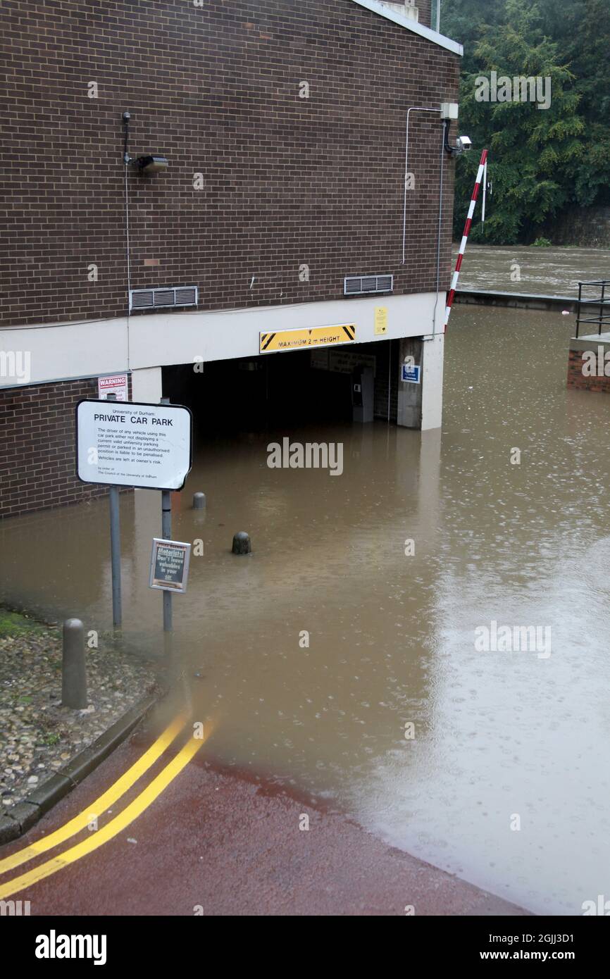 Durham, UK, September, 2012. The River Wear burst it's banks causing ...