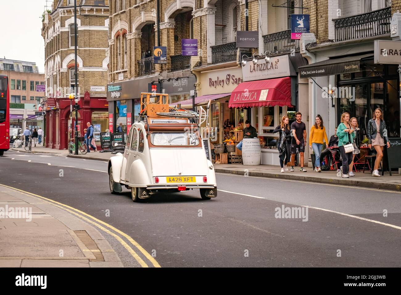 London, September 2021: Fulham Road in Chelsea, a retail and leisure ...