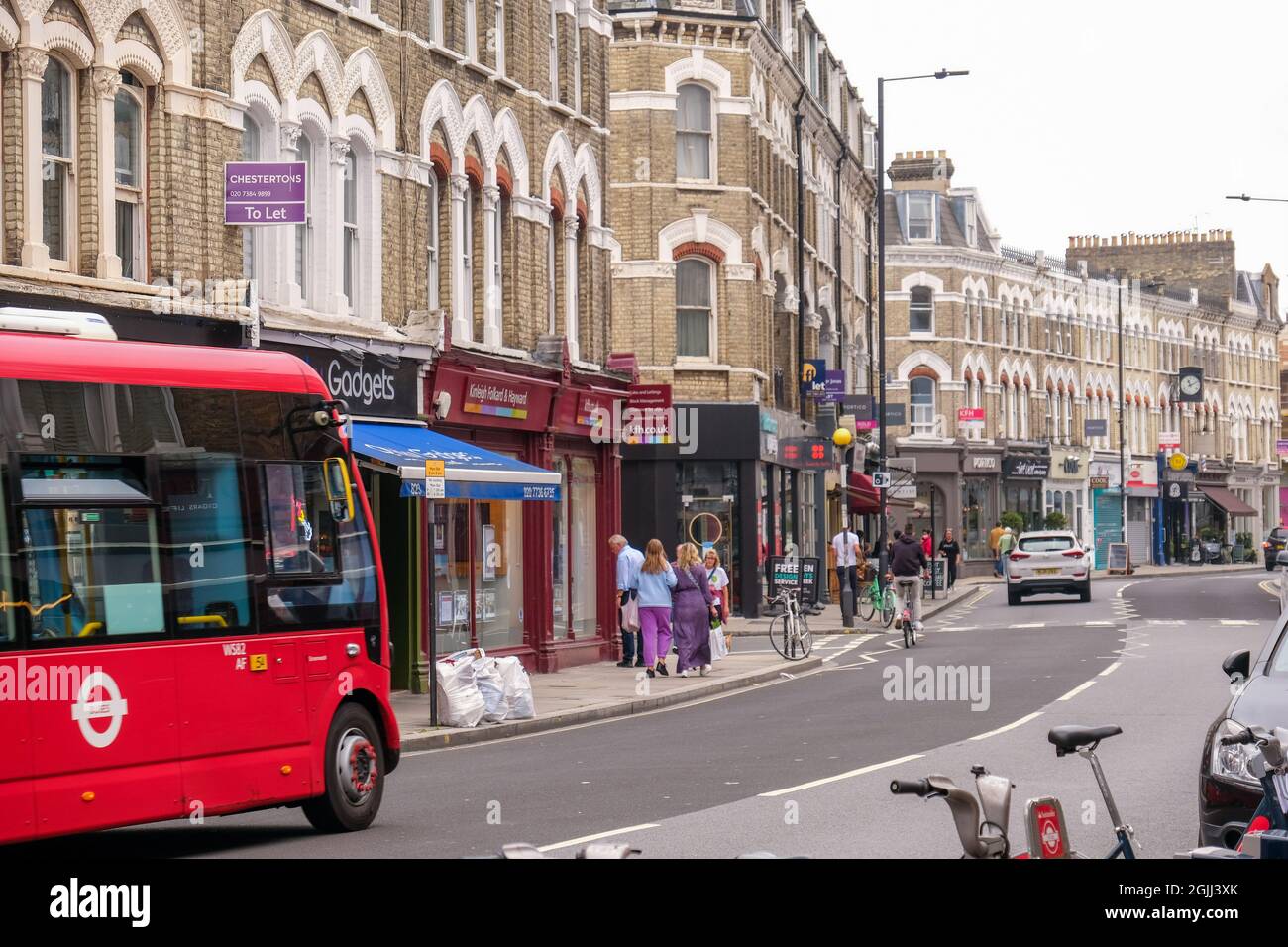 London, September 2021: Fulham Road in Chelsea, a retail and leisure ...