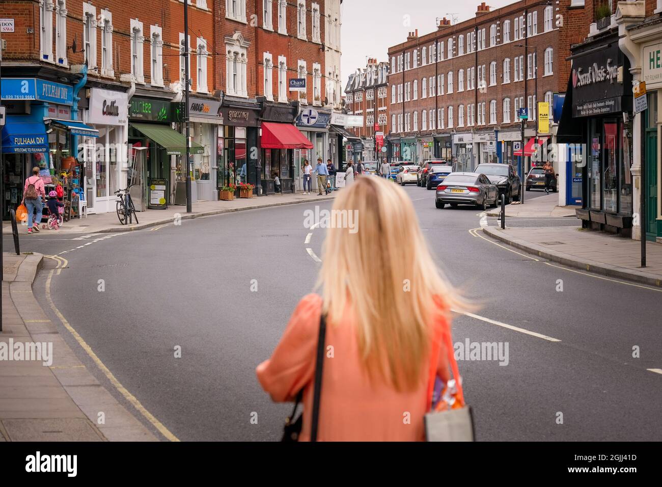London- September, 2021: Fulham Road street scene, a high street of ...