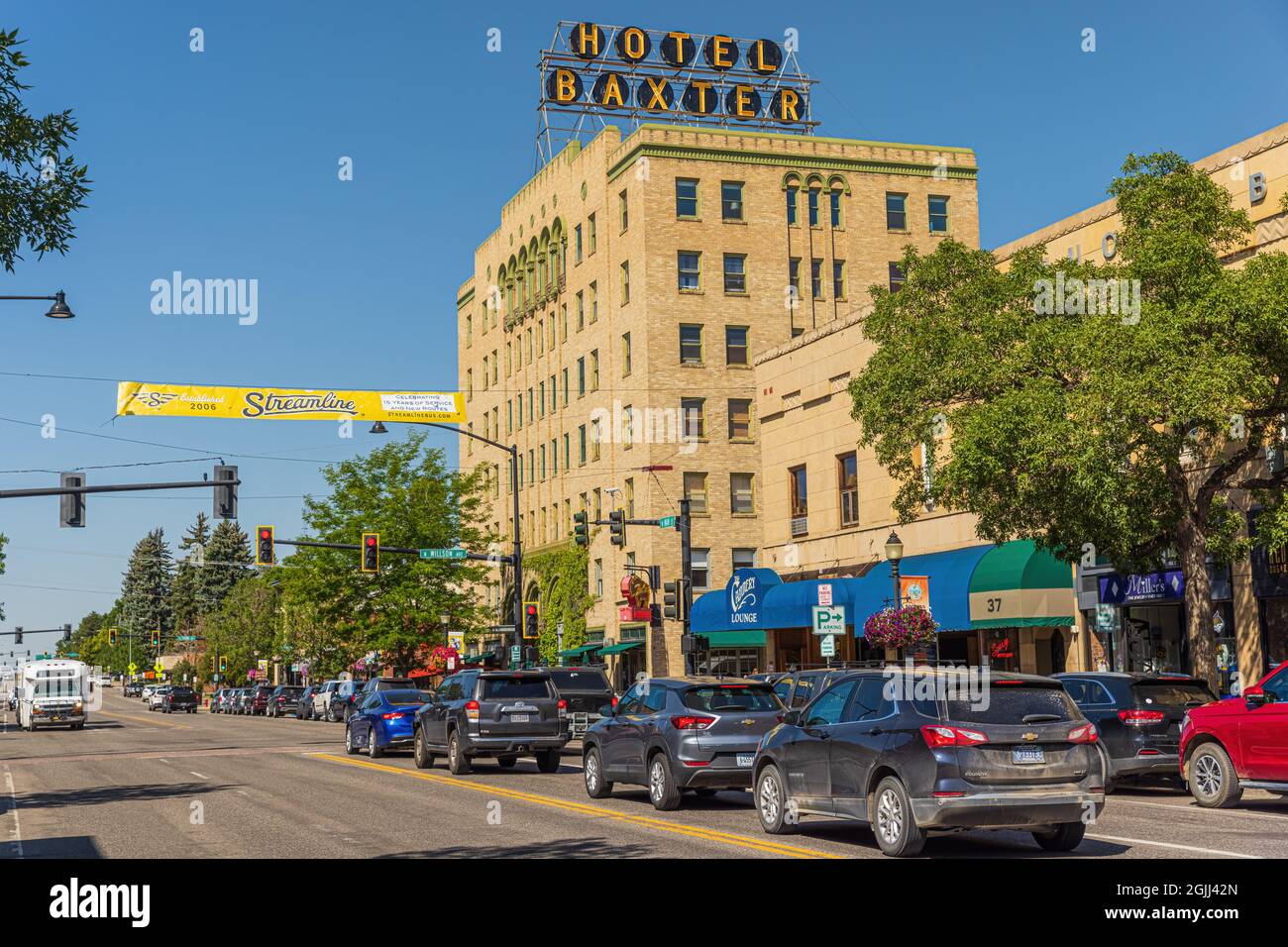 BOZEMAN, MT, USA - AUGUST 24, 2021: The legendary Hotel Baxter building ...